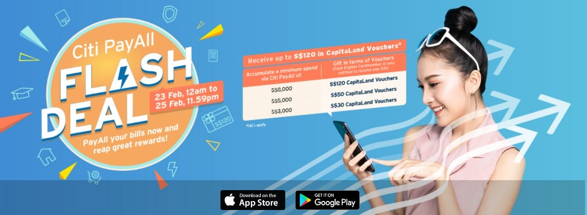 Citi PayAll Flash Deal: Up to S$120 CapitaVouchers & 2 mpd on bill payments - The MileLion